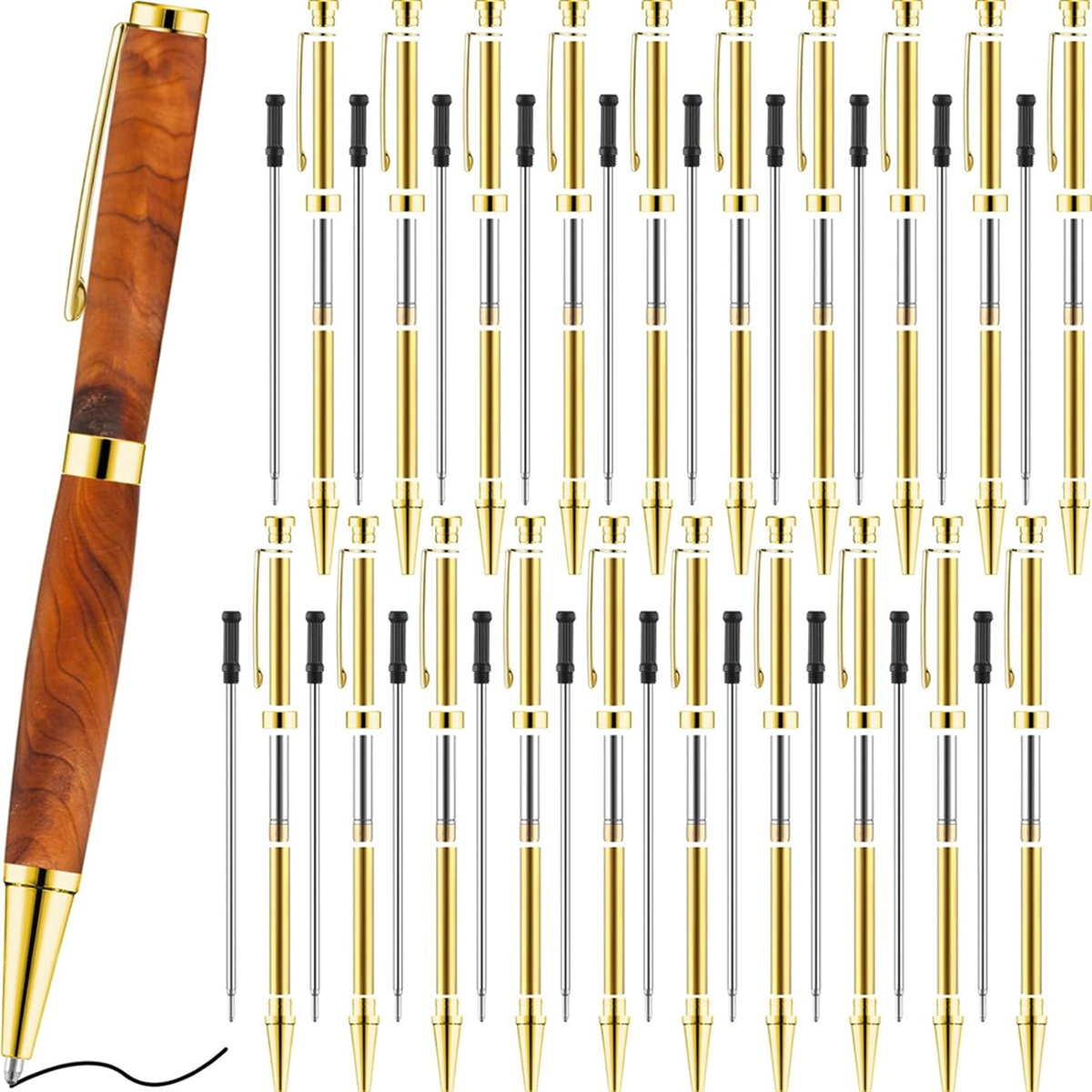 Click here for Unbranded 20pcs 7mm Slim Pen Set With Refills Wood... prices