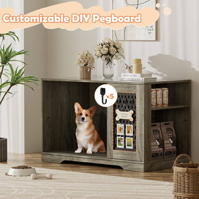 Hidden Dog Crate Buffet Table