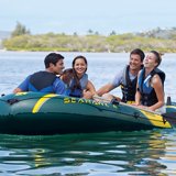 Intex Seahawk 4, 4 Person Inflatable Boat Raft Set with Oars & Air Pump ...