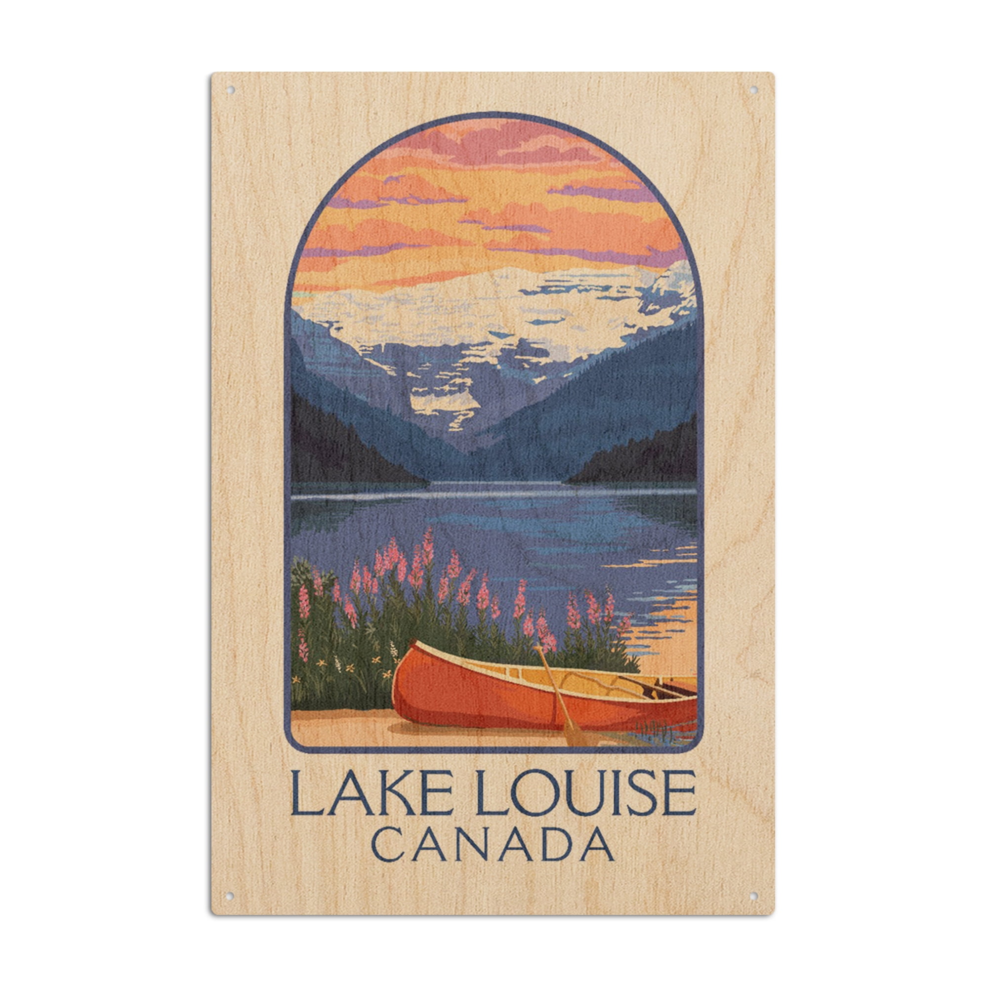Lake Louise, Canada, Victoria Glacier, Lake Scene and Canoe, Contour ...