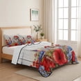 Queen Quilt Bedding Set Independence Day Flower Bird Flag Breathable ...