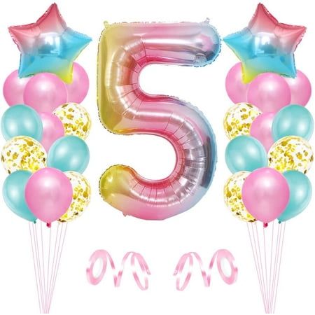 FanShow 5th Birthday Girl Balloon, 5th Birthday, Pink Number 5 Balloon ...
