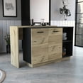 59.00 in Wide Kitchen Island in Black and Light Oak Shades | High ...