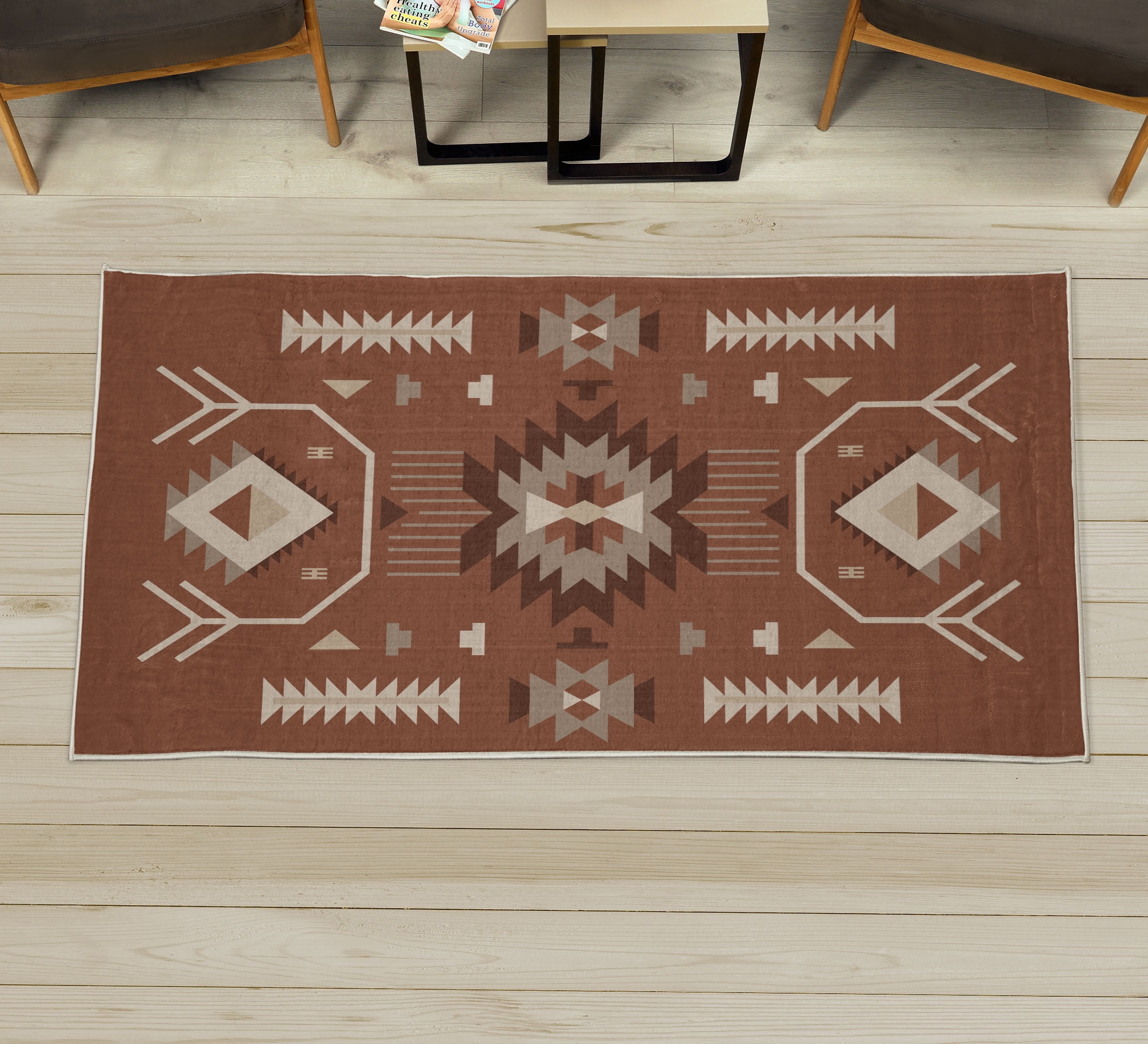 Southwestern Decorative Rug, Ethnic Illustration of a Zigzags Design ...