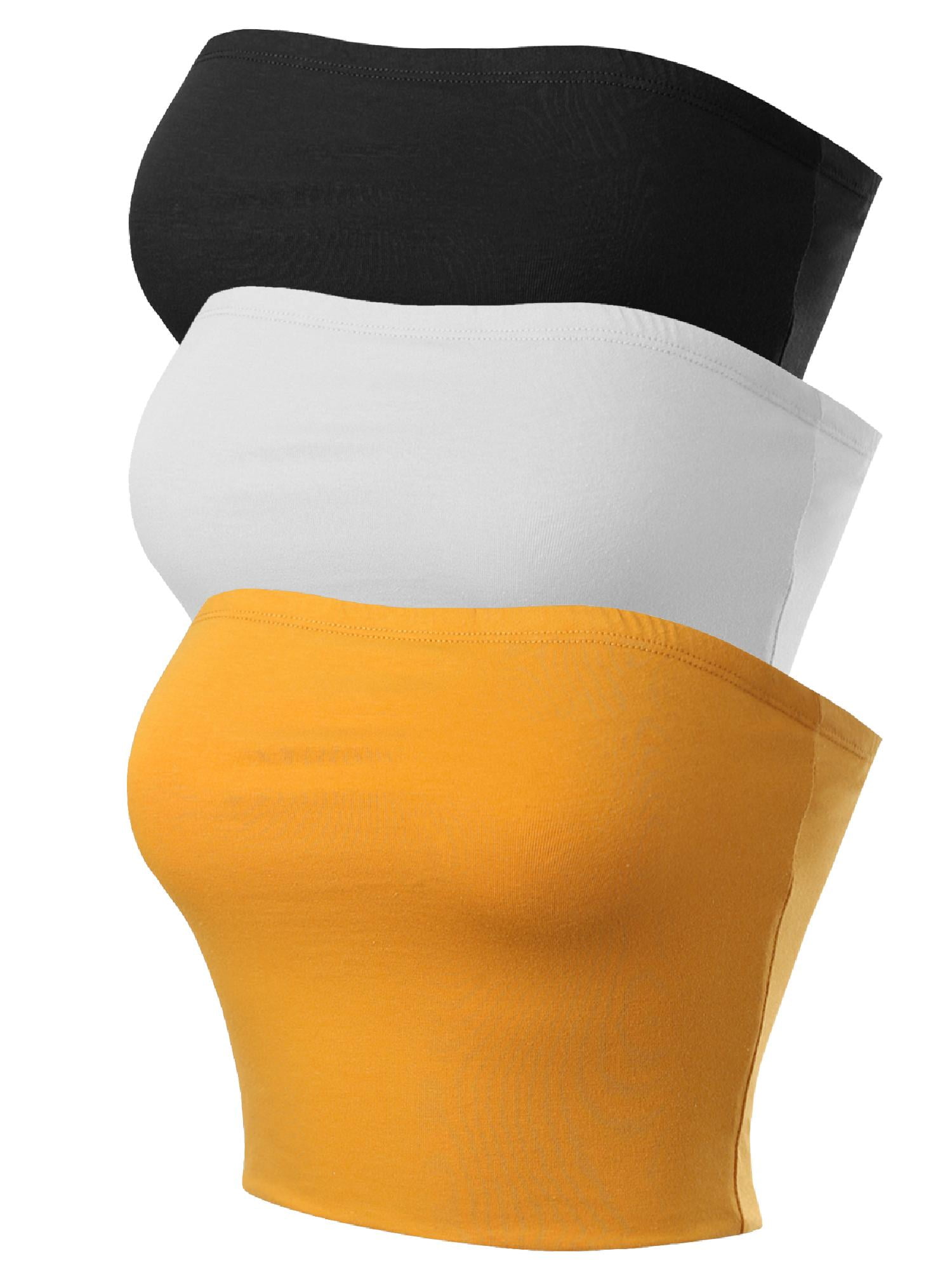 Made by Olivia Women's 3-Pack Casual Solid Double Layered Strapless ...