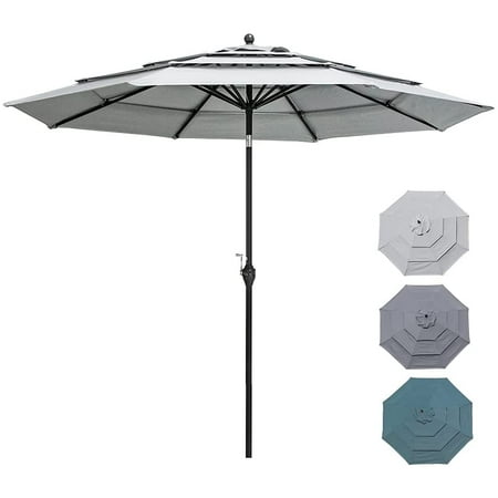 10ft/3m terrace parasol,3-tier ventilation with crank and tilt button ...