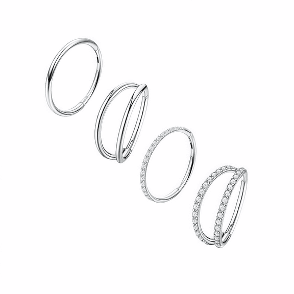 16g 18g 20g 316L Hypoallergenic Nose Rings Surgical Steel Silver Gold ...