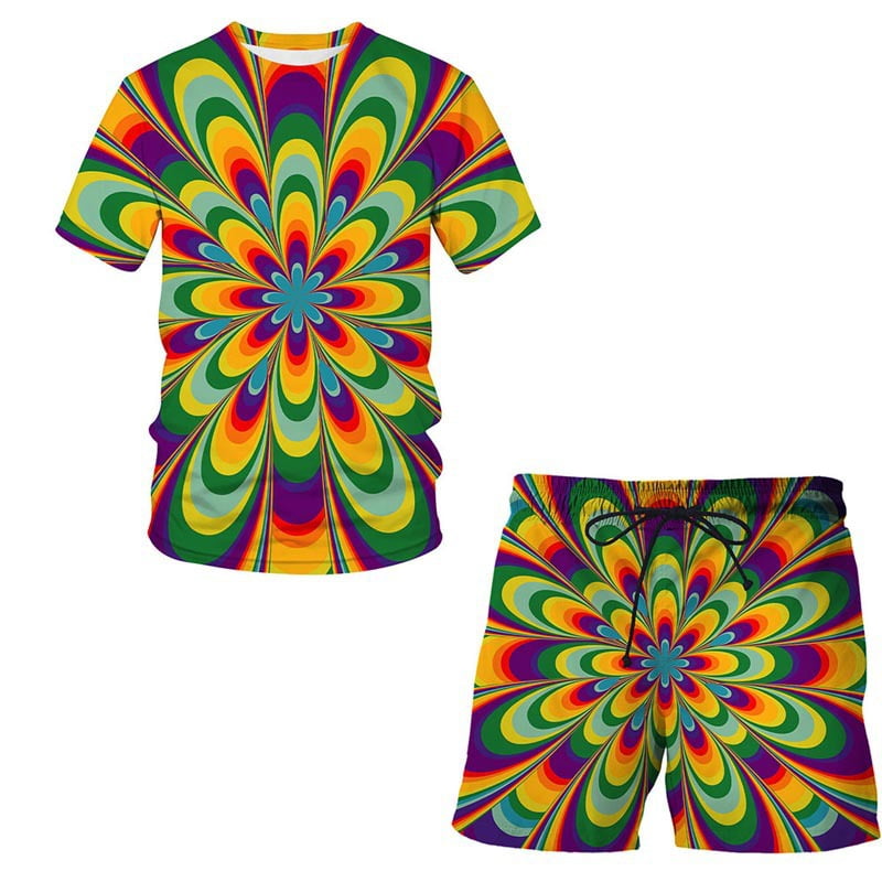 Outfits for Men 2 Piece Sets,Fashion Summer Tie Dye 3D Digital Printing ...
