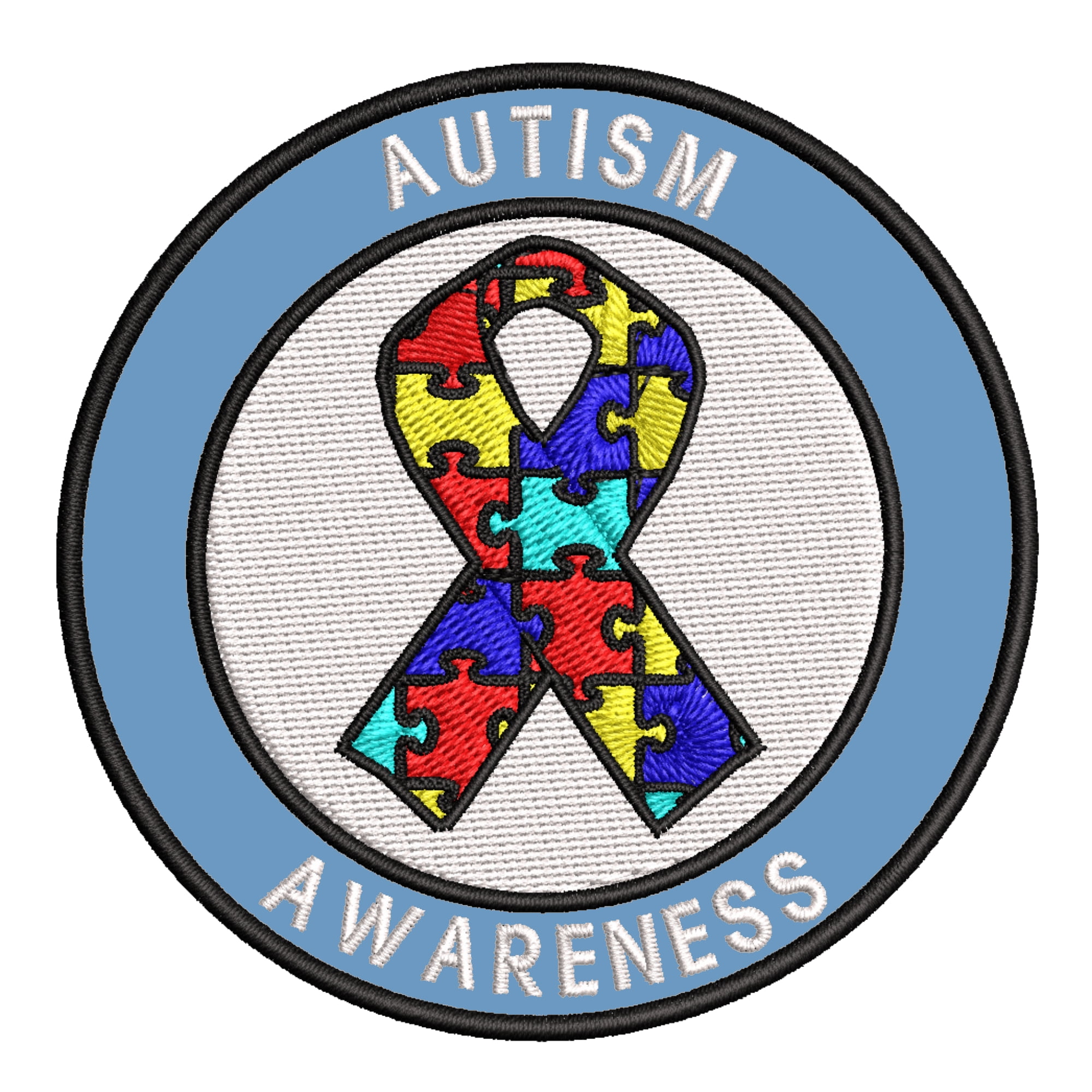 Puzzle Autism Awareness Support Ribbon Embroidered Patch Iron/Sew-On ...