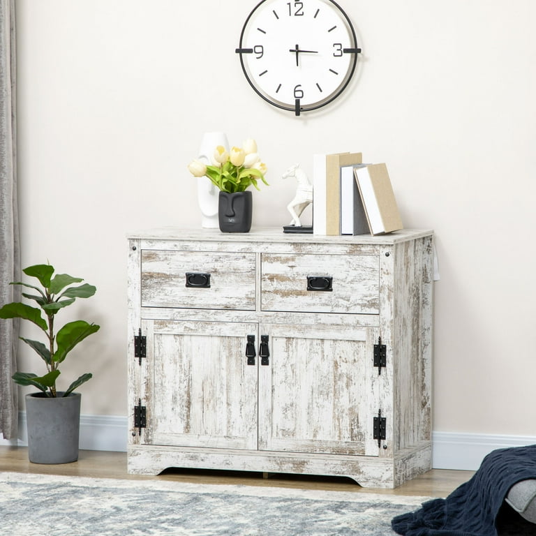 White Distressed Buffet