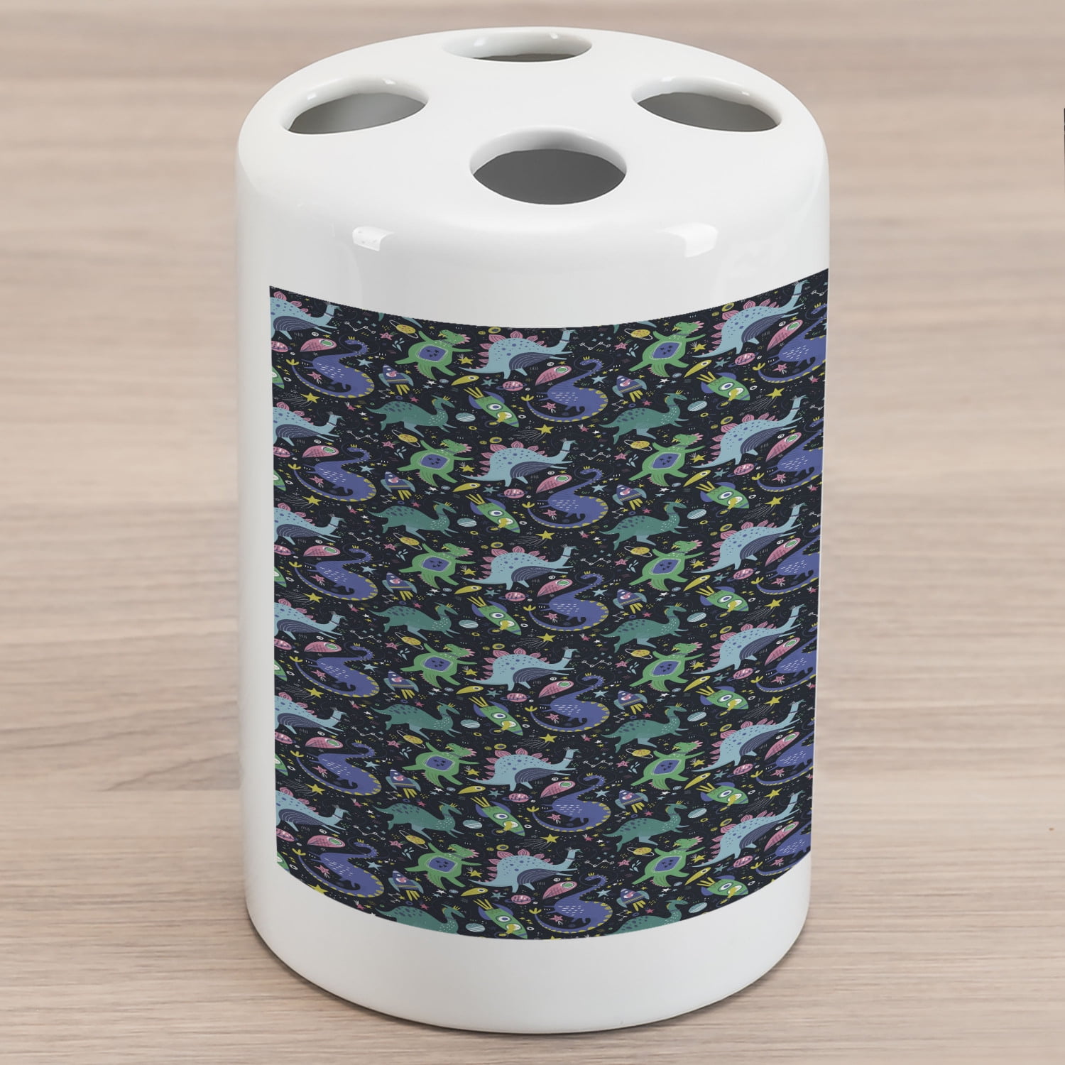 Dragon Ceramic Toothbrush Holder, Space Thematic Hand Drawn Pattern ...