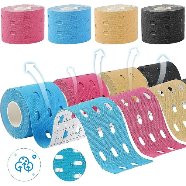 4 Rolls Professional Medical Kinesiology Tape, Perforated Design ...