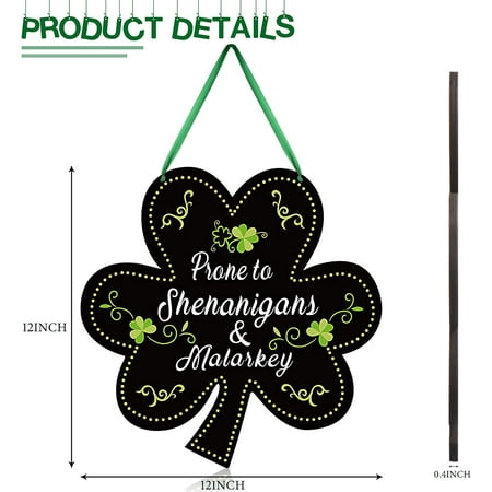 St. Patrick's Day Shamrock Sign 12 x 12 Inch Hanging Shamrock Welcome ...
