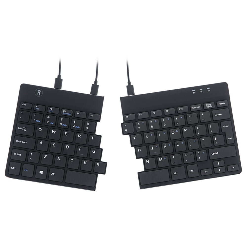R-Go Split Ergonomic Keyboard, QWERTY (US), Black, Wired USB Keyboard ...