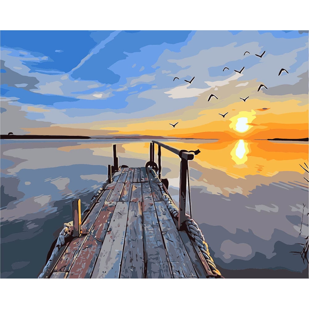Acrylic Art & Collectibles Fluid Acrylic Sunset painting on 8x11 canvas ...