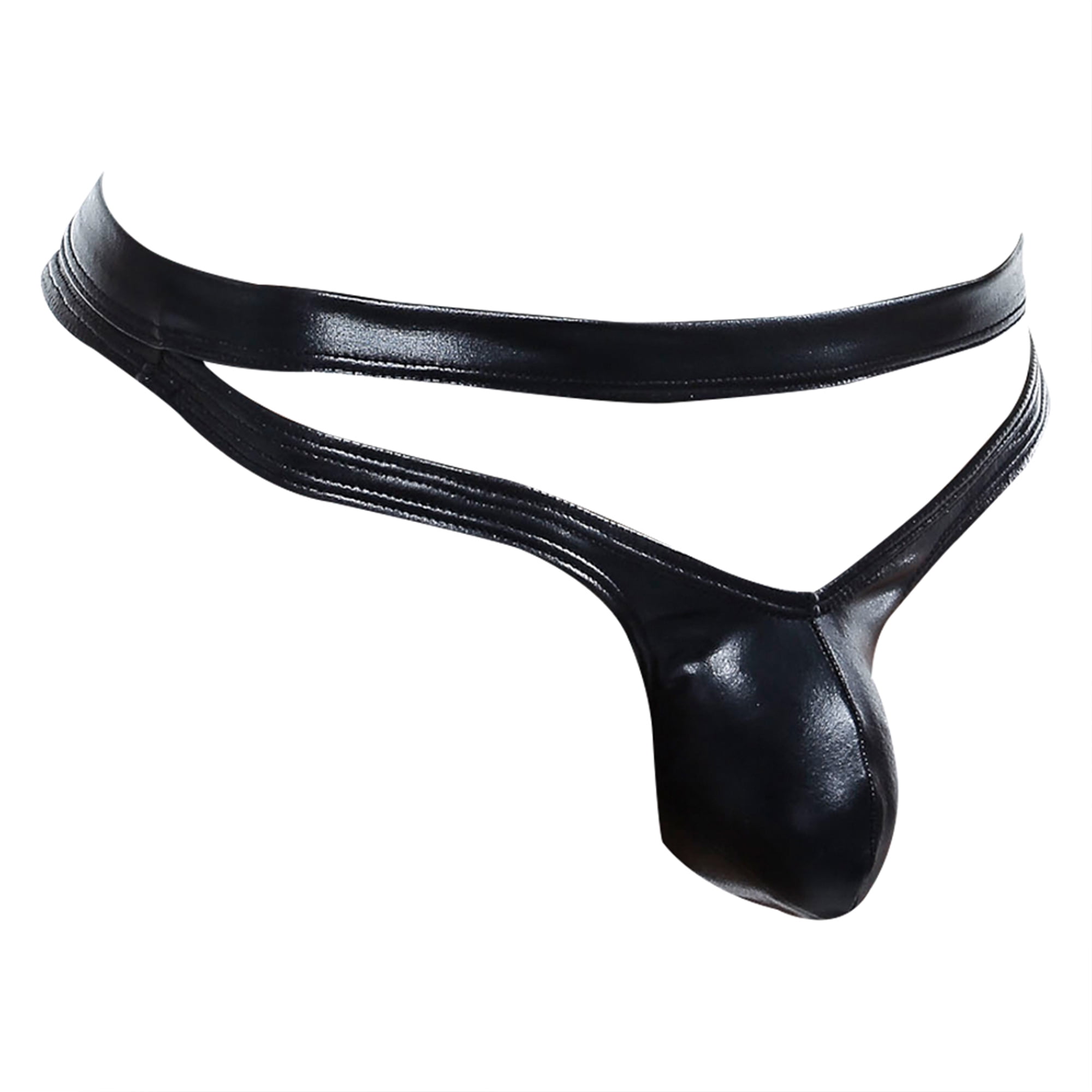 Sexy Mens Thongs Underpants Micro Pouch Leather Low Waist V-Shaped ...