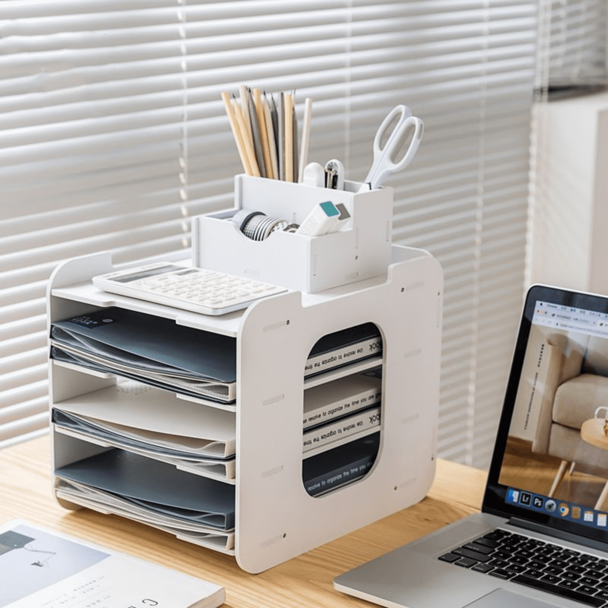 Cipaher 4-Tier Office Desktop Organizer White Paper File Rack - Walmart.com