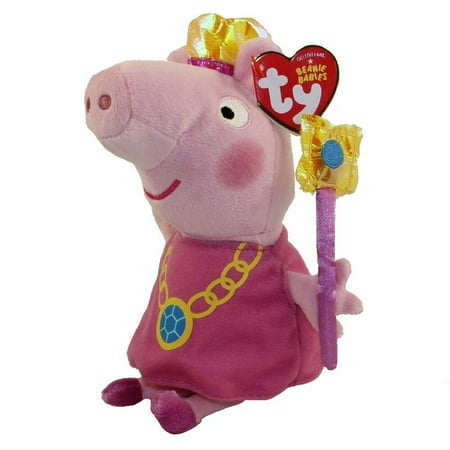 6" TY Beanie Peppa Pig w/ Crown Plush Animal Stuffed Toy MWMT's w ...