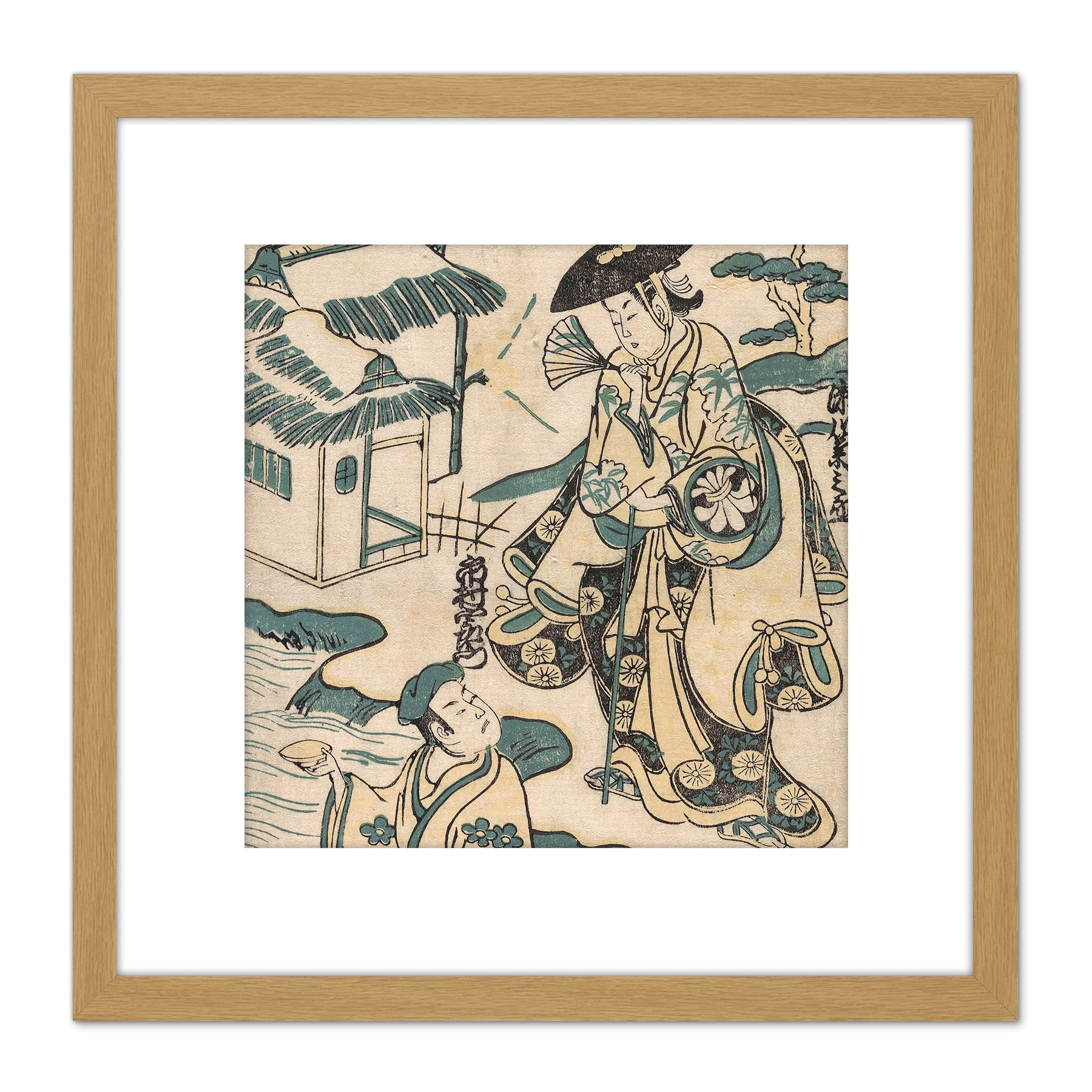 Kiyonobu Scene From A Drama Musume Dojoji Japanese Painting 8X8 Inch ...