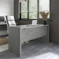 Pemberly Row 60W Credenza Desk in Modern Gray - Engineered Wood ...
