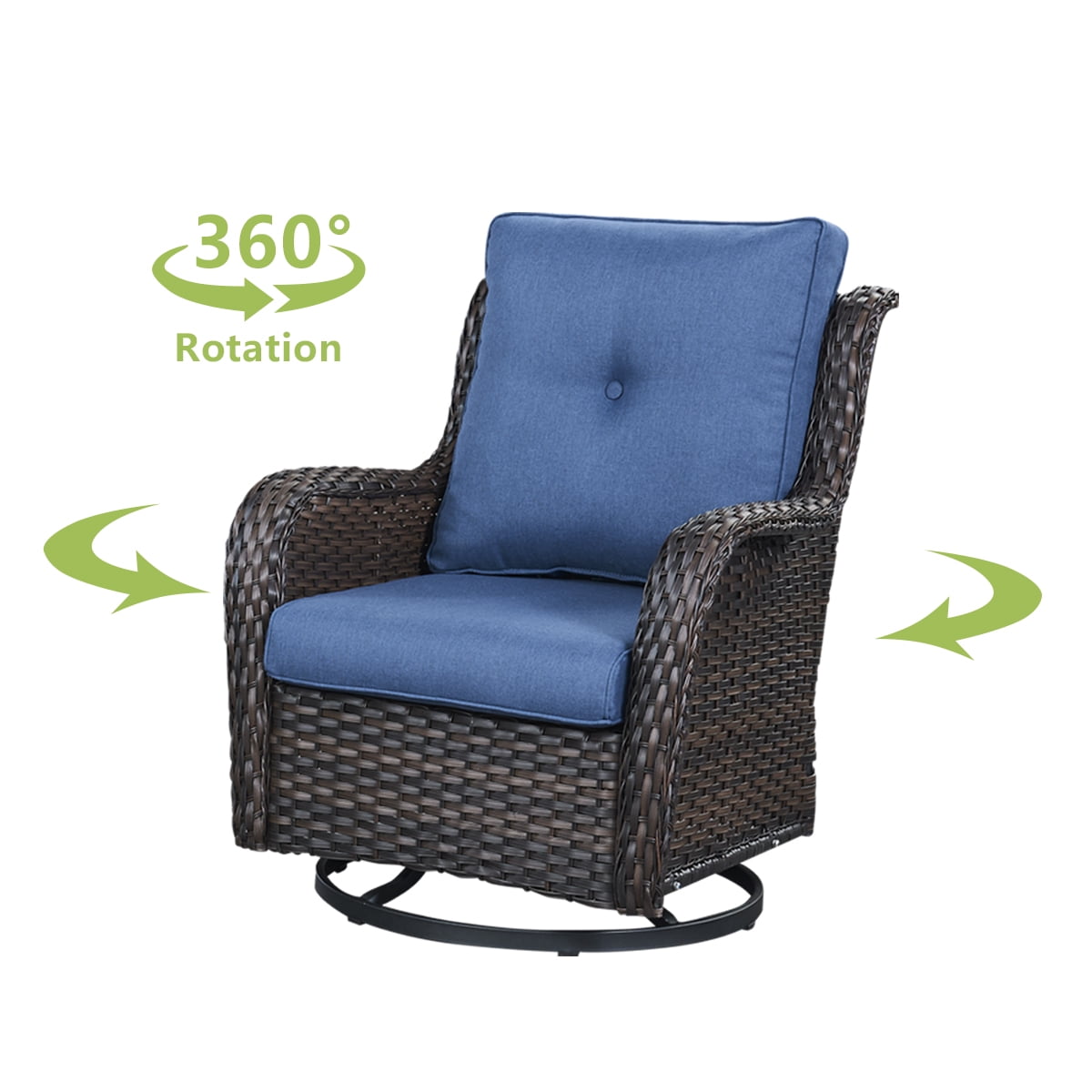Buy HUMMUH 3 Piece Wicker Patio Swivel Rocking Chairs with Glass Top ...
