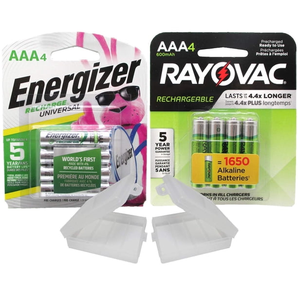 Combo Deal!!!! 4 Rayovac Rechargeable 600mAh NiMH AAA Batteries and 4 ...