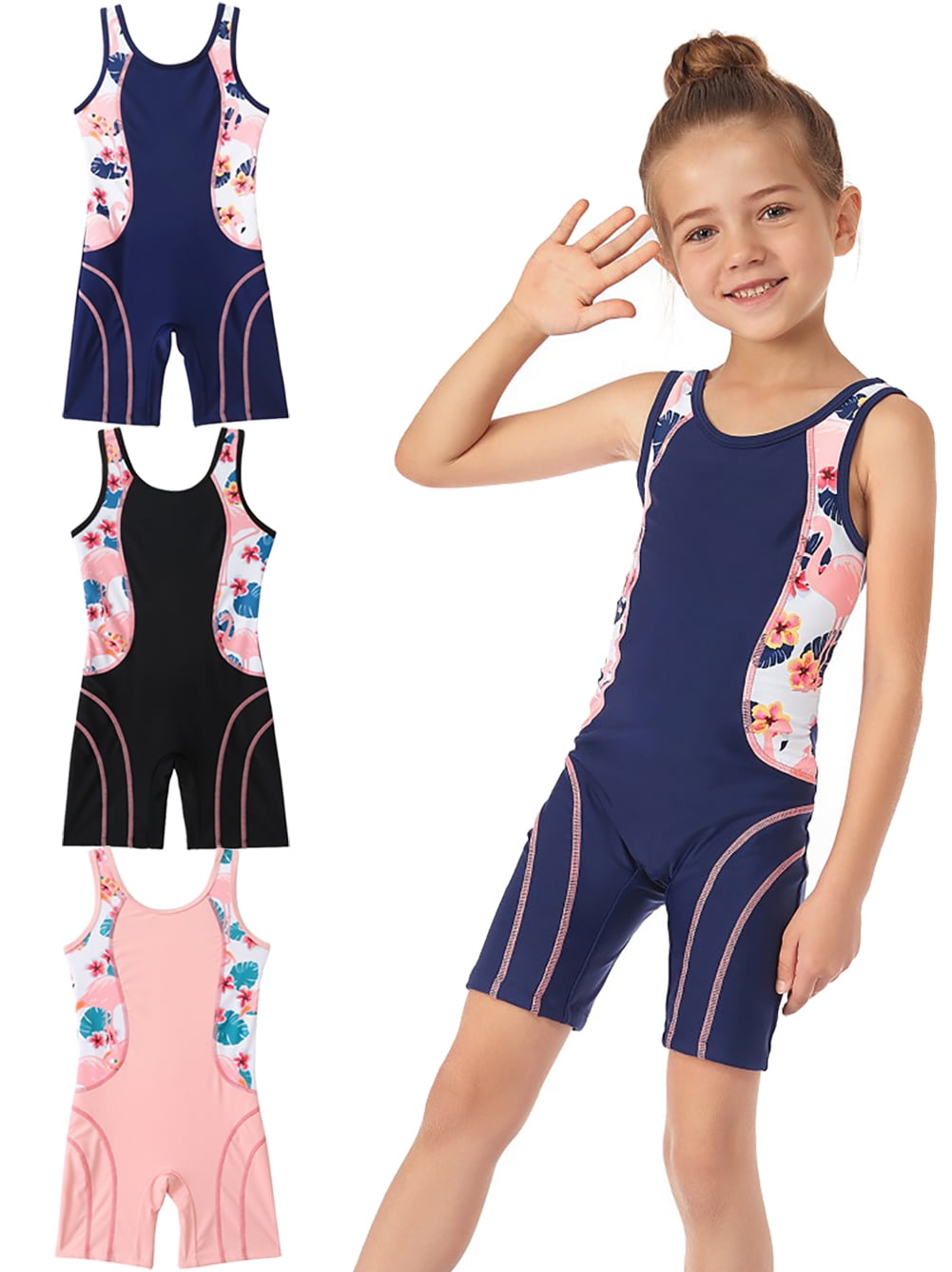 PEYAN 4-14T Girls' Swimming Suit Sports Conjoined Training Competition ...