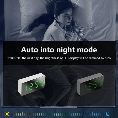 LED Digital Clock USB Rechargeable Tabletop Time Date Temperature ...