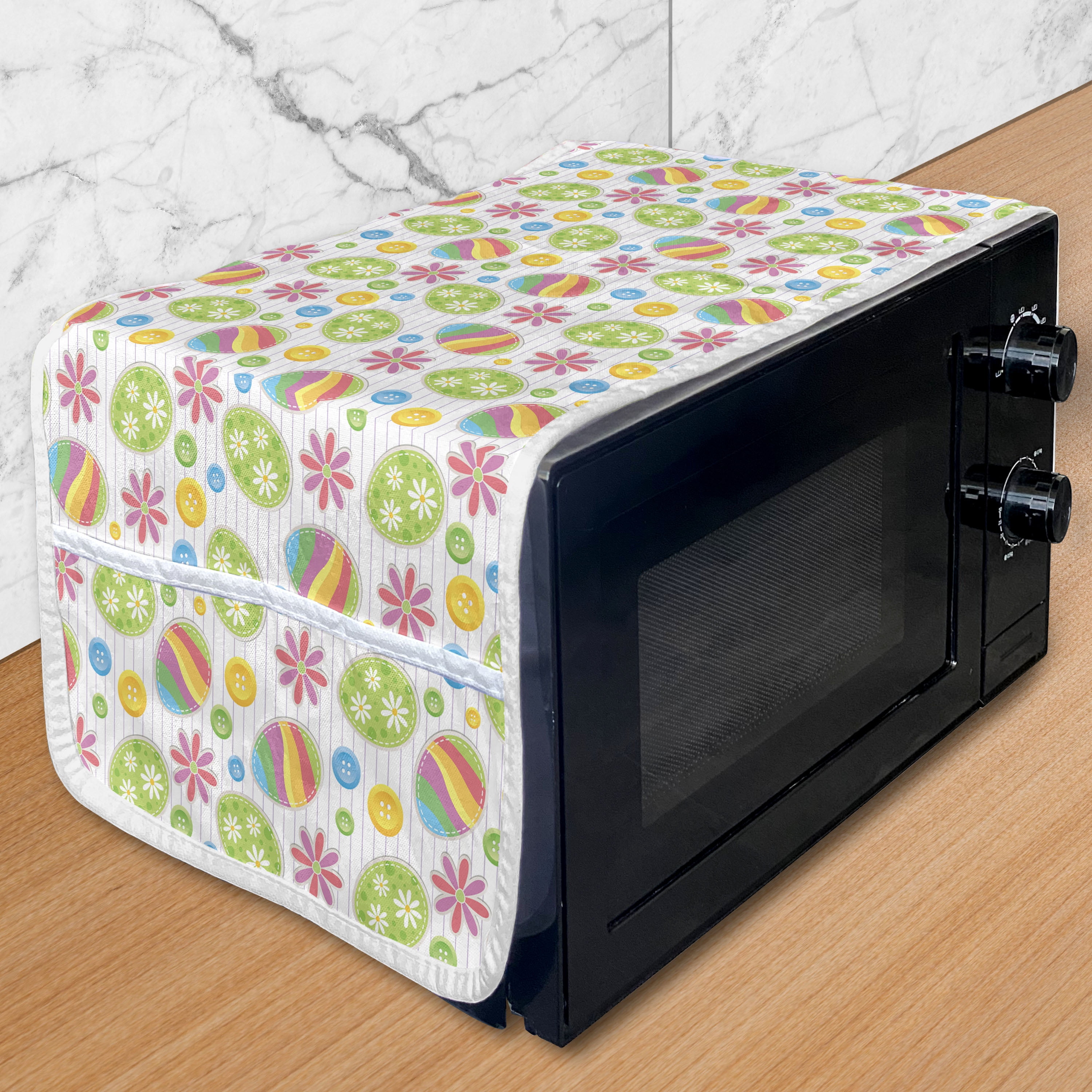 Easter Microwave Oven Cover, Patchwork Style Graphic Scrapbook Pattern ...