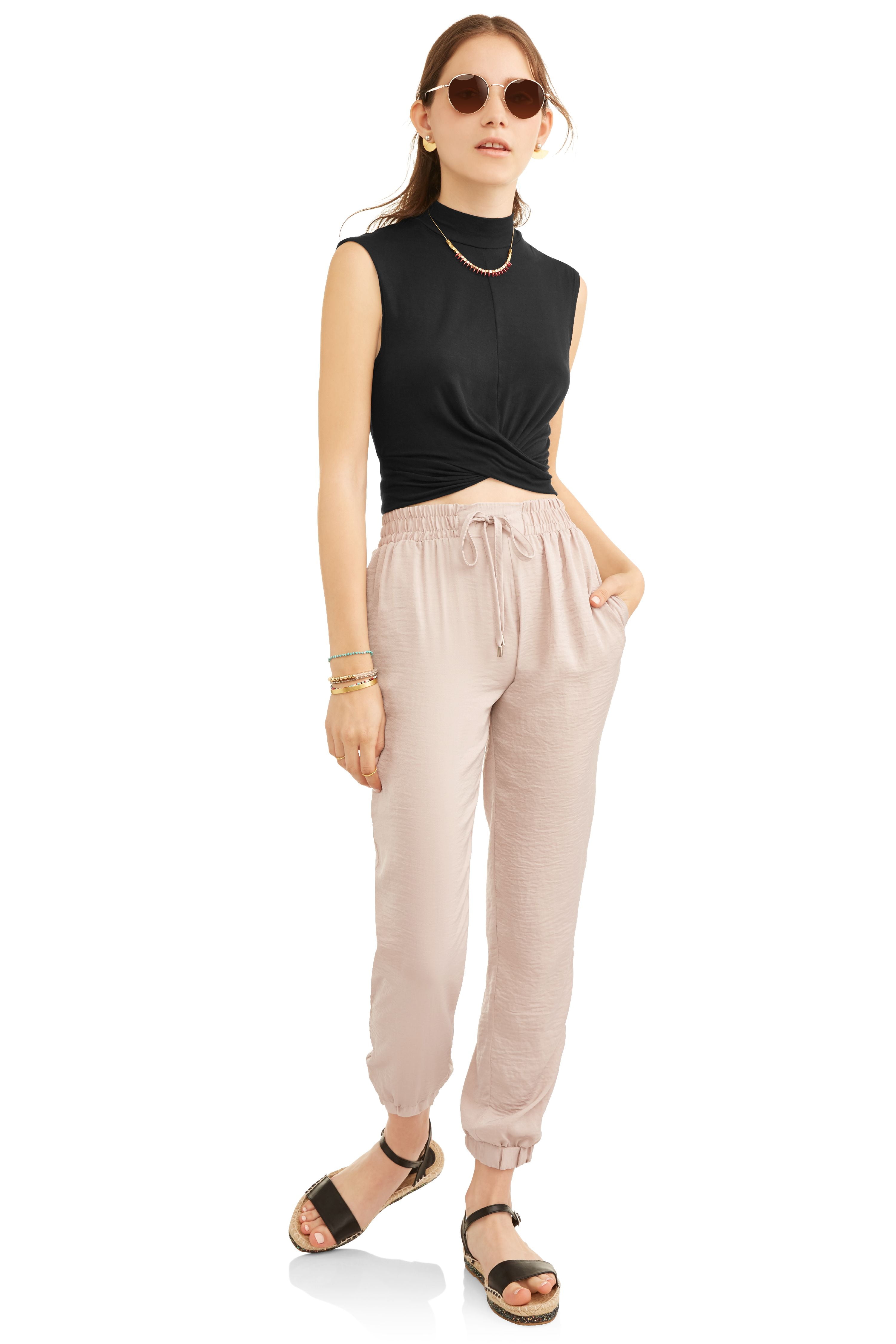 Juniors' Soft Light-weight Joggers w/ Tie-waist - Walmart.com