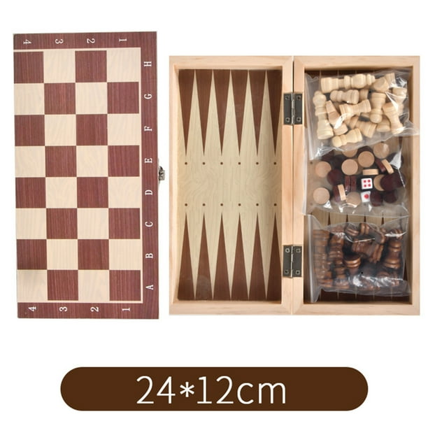 Juego de ajedrez de madera 3 en 1, juego de backgammon portátil de madera | Bodega Aurrera en línea