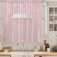 3 Pieces Swag Kitchen Curtains Set, Pink Striped Valance Swag & Small ...