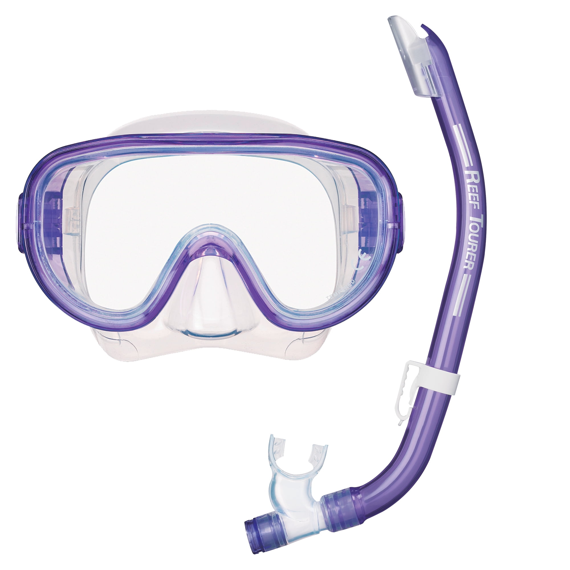 Reef Tourer Adult Single-Window Mask & Snorkel Combo Set, Lavender - Walmart.com