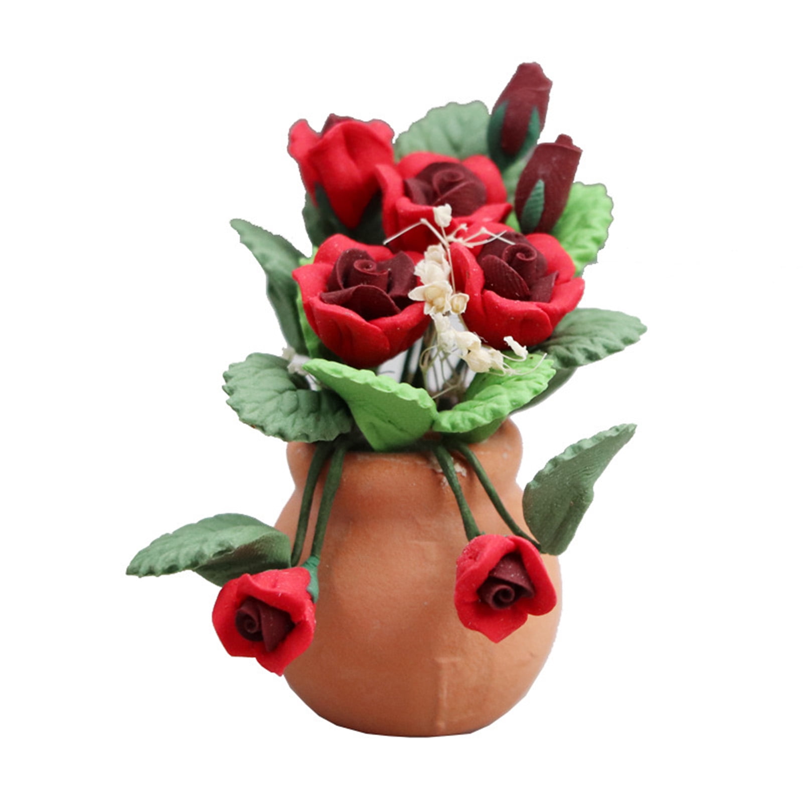 FaLX Dollhouse Flower - Realistic 1:12 Miniature Potted Plant Rose ...