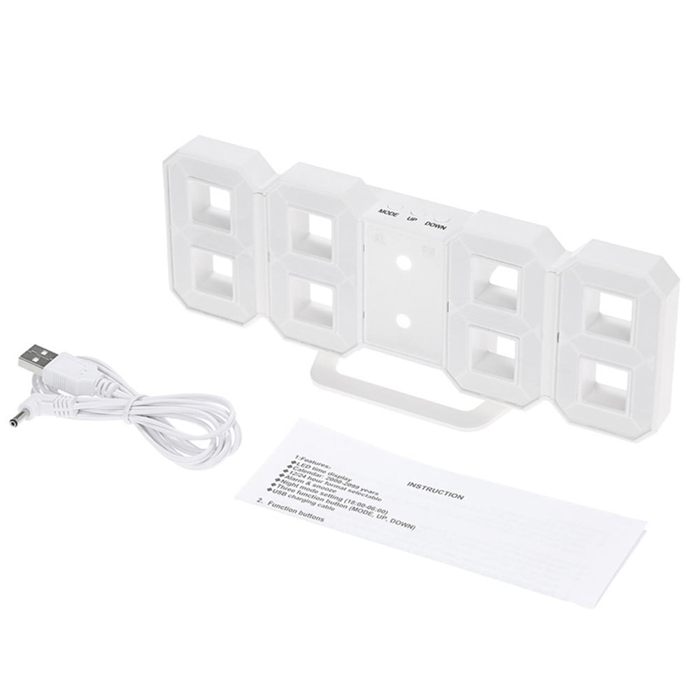 Modern Digital LED Wall Clock Table Desk Night Electric Clock Alarm ...