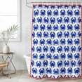 Blue Coastal Carb Bathroom Shower Curtains with 12 Hooks Polyester ...