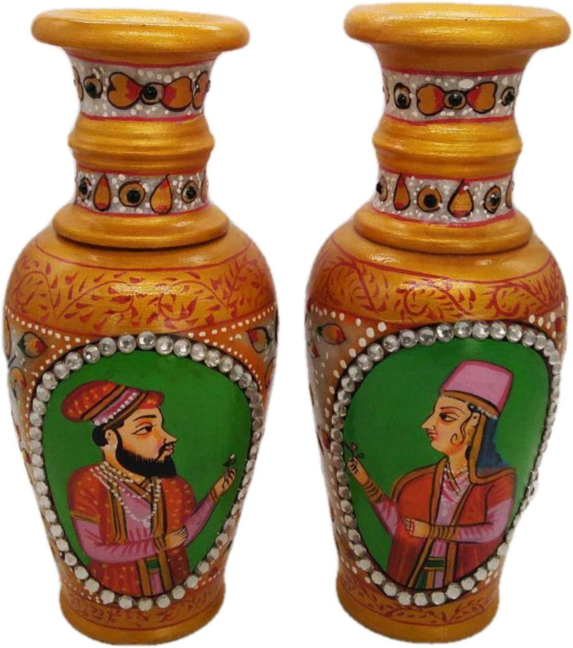 India Meets India Handicraft Flower Vase Set of 2 with Antique Mughal ...