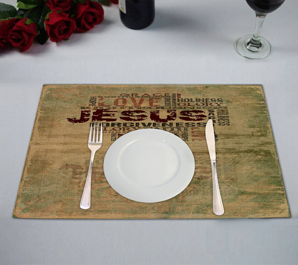 ECZJNT Religious Words on Background Placemat Table Mat Cup Mat 12x18 ...