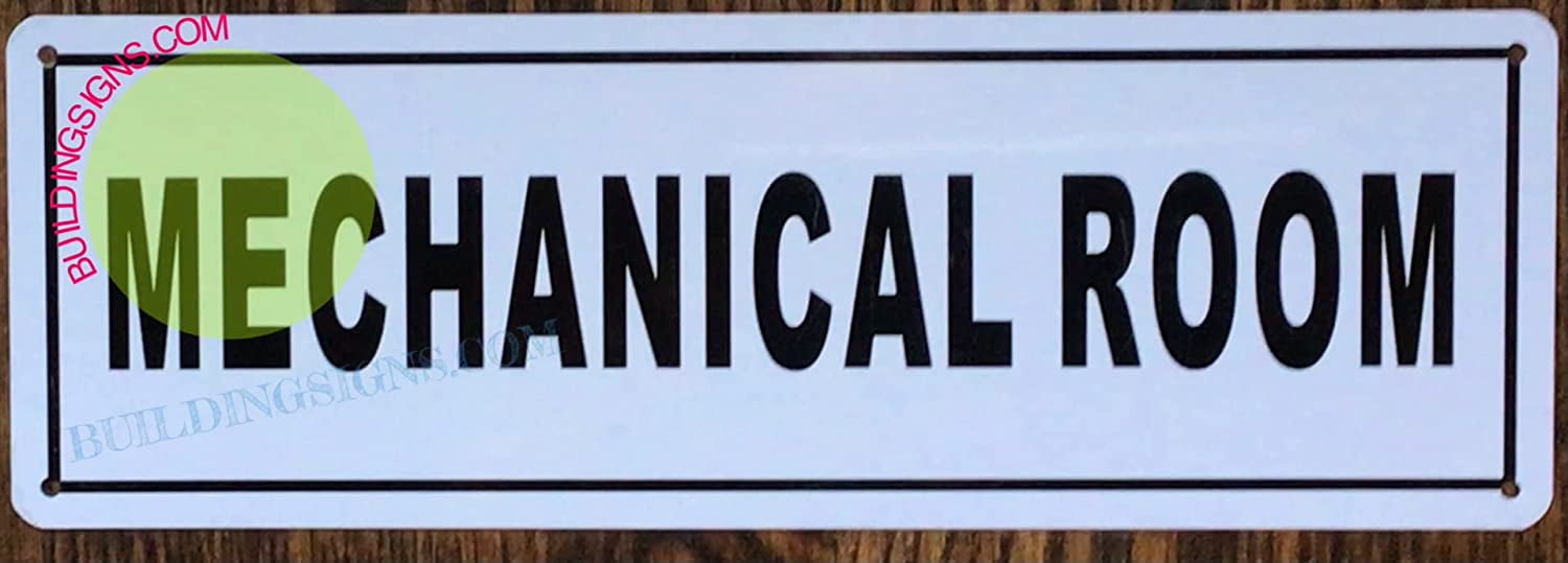 Mechanical Room Sign (White Background,4X12 INCH, Rust Free-Aluminium ...