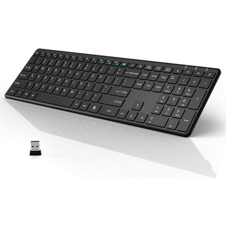 Wireless Keyboard, 2.4G Ultra Slim Portable Computer Keyboard, Full ...