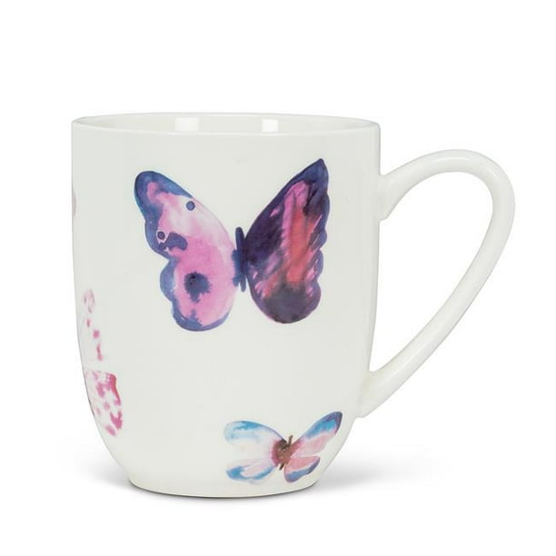 Abbott Collection AB-27-PAPILLON-XLG 4.5 in. Butterfly Belly Mug, White ...