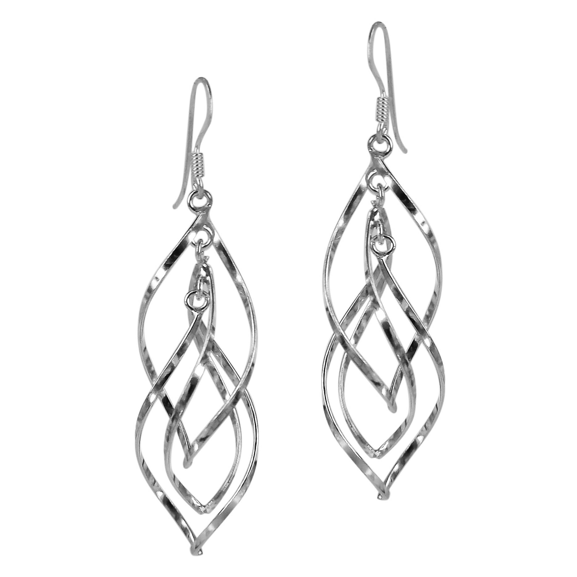 Click here for Aeravida Elegantly Twisting Sterling Silver Dangle... prices