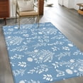 Blue Botanical Area Rug Washable 3x5 Entryway Rug Non-Slip Indoor Low ...