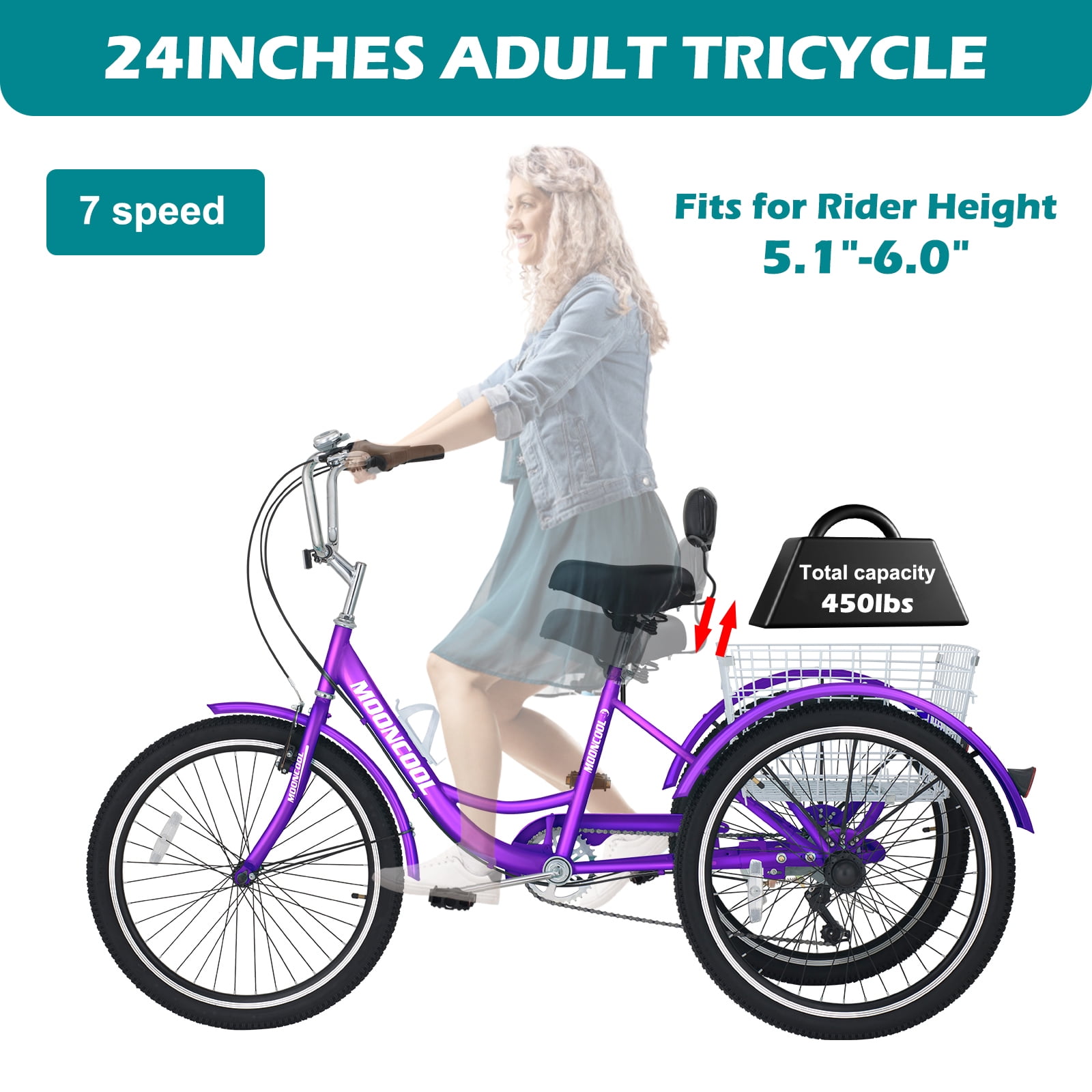 Lilypelle Adult Tricycles Unisex 24 Wheels 7 Speed Cruiser Trike Bike lilypelle-adult-tricycles-unisex-24-wheels-7-speed-cruiser-trike-bike