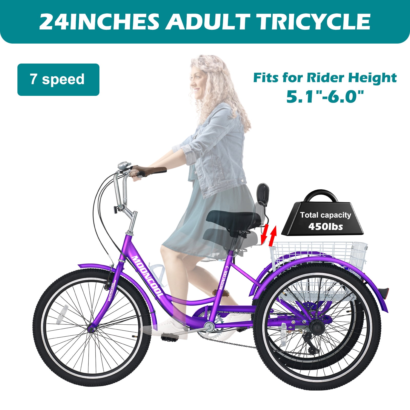 Lilypelle Adult Tricycles Unisex 24 Wheels 7 Speed Cruiser Trike Bike Lilypelle Adult Tricycles Unisex 24 Wheels 7 Speed Cruiser Trike Bike