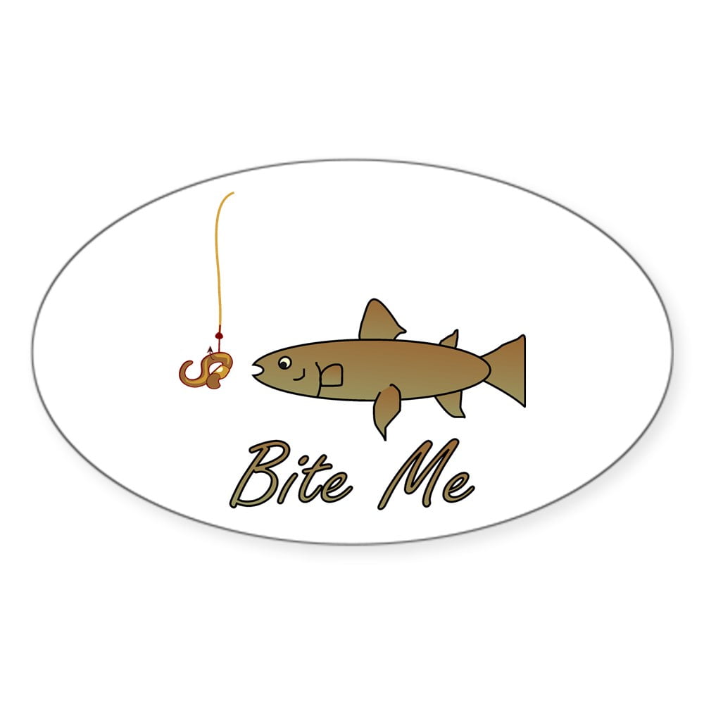 CafePress - Bite Me Fish Oval Sticker - Sticker (Oval) - Walmart.com