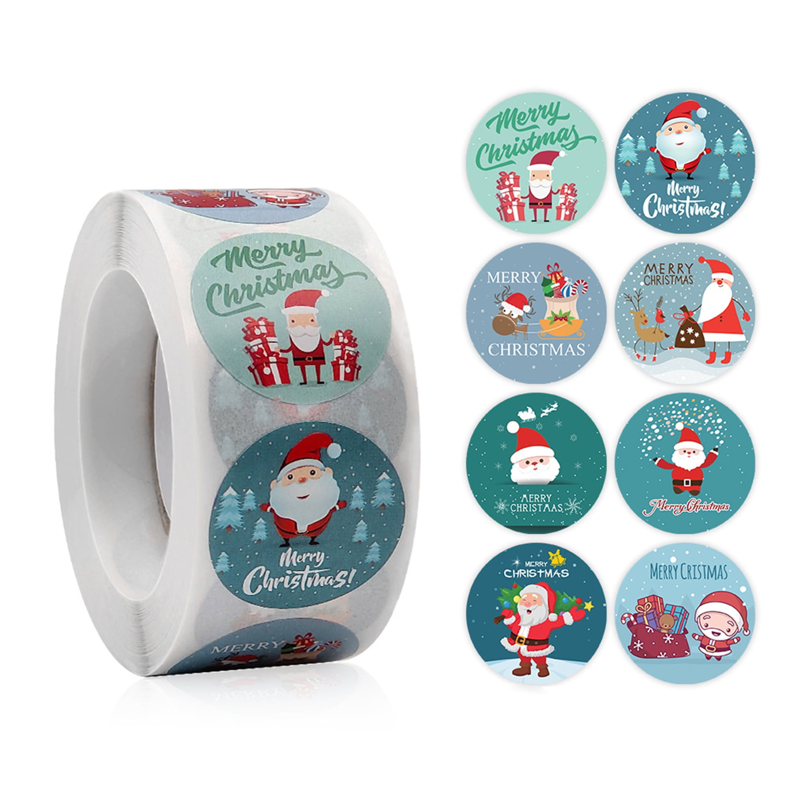 Visland 500Pcs/Roll Christmas Labels Santa Claus Self-adhesive Multi ...