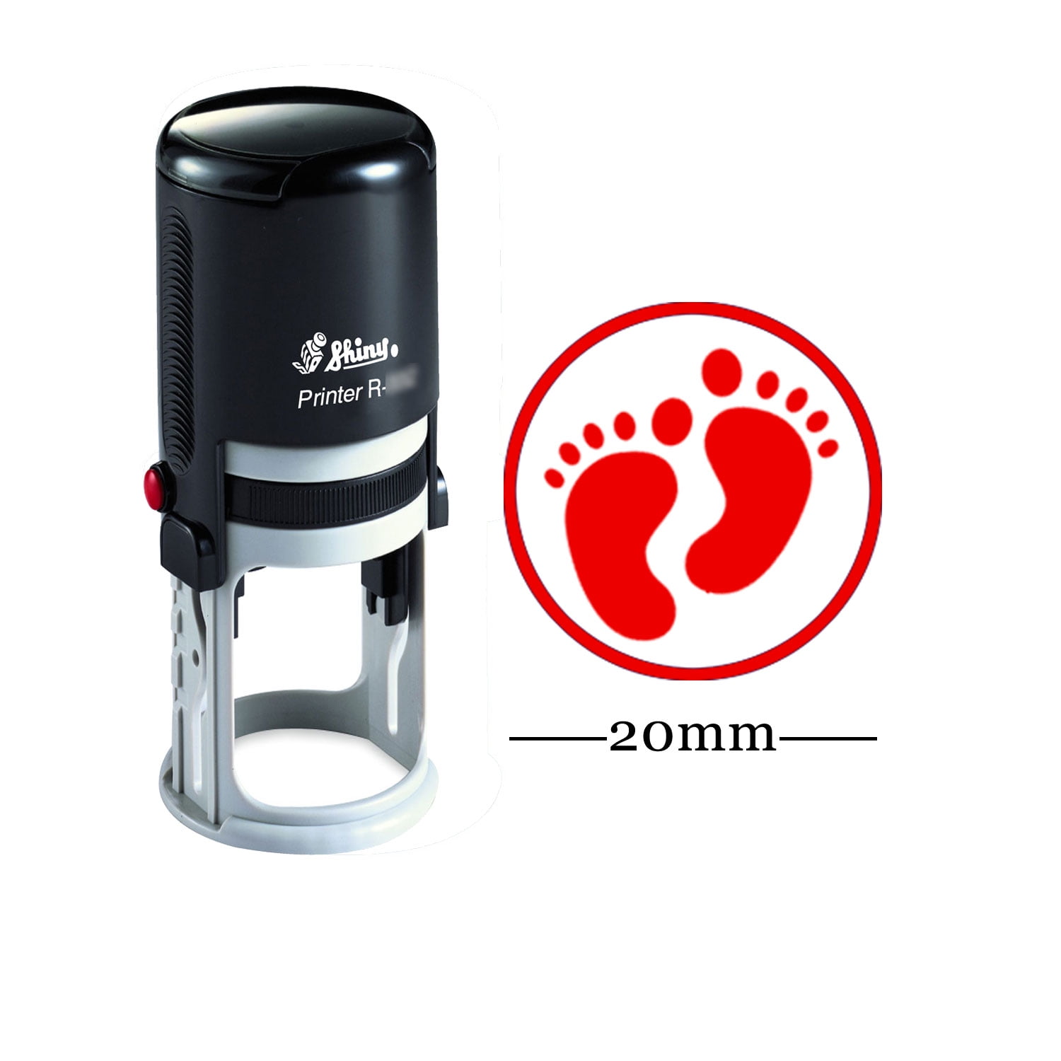 Personalized Custom Shiny 20mm Rubber Mini Stamp FOOTPRINT DESIGN Round ...