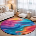 Boho Colorful Swirl Round Rug 3ft Liquid Marble Background Washable ...
