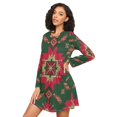 Christmas Colored Pattern Elegant Texture Women's Long Sleeves ...